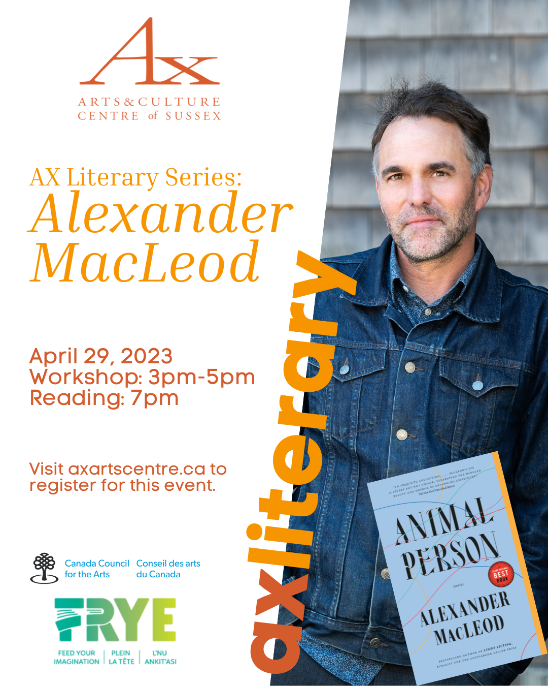 AX Literary Series: Alexander MacLeod - AX, the Arts and Culture Centre of Sussex